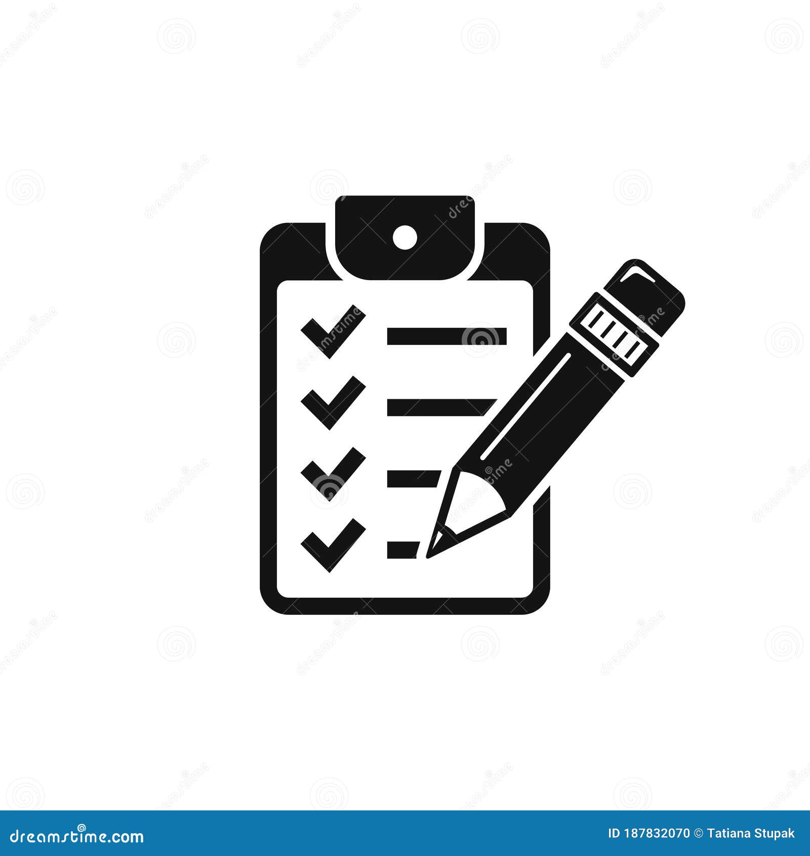 Clipboard with Pencil Icon. Checklist with Pencil Vector Symbol Stock ...