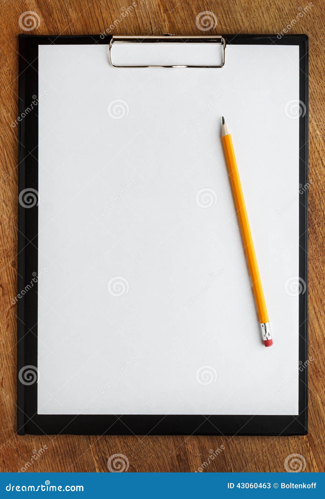Clipboard with pencil stock image. Image of document - 43060463