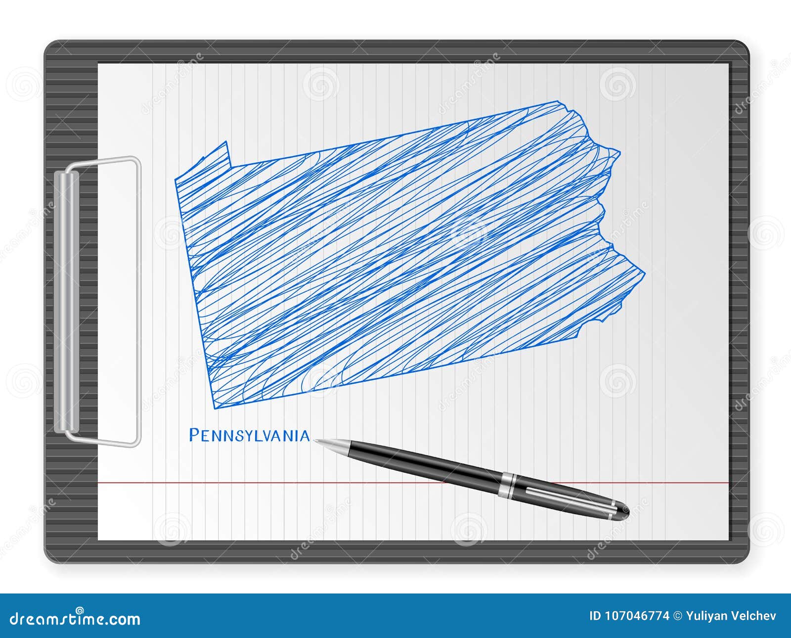 Clipboard Pennsylvania map stock vector. Illustration of sketch - 107046774