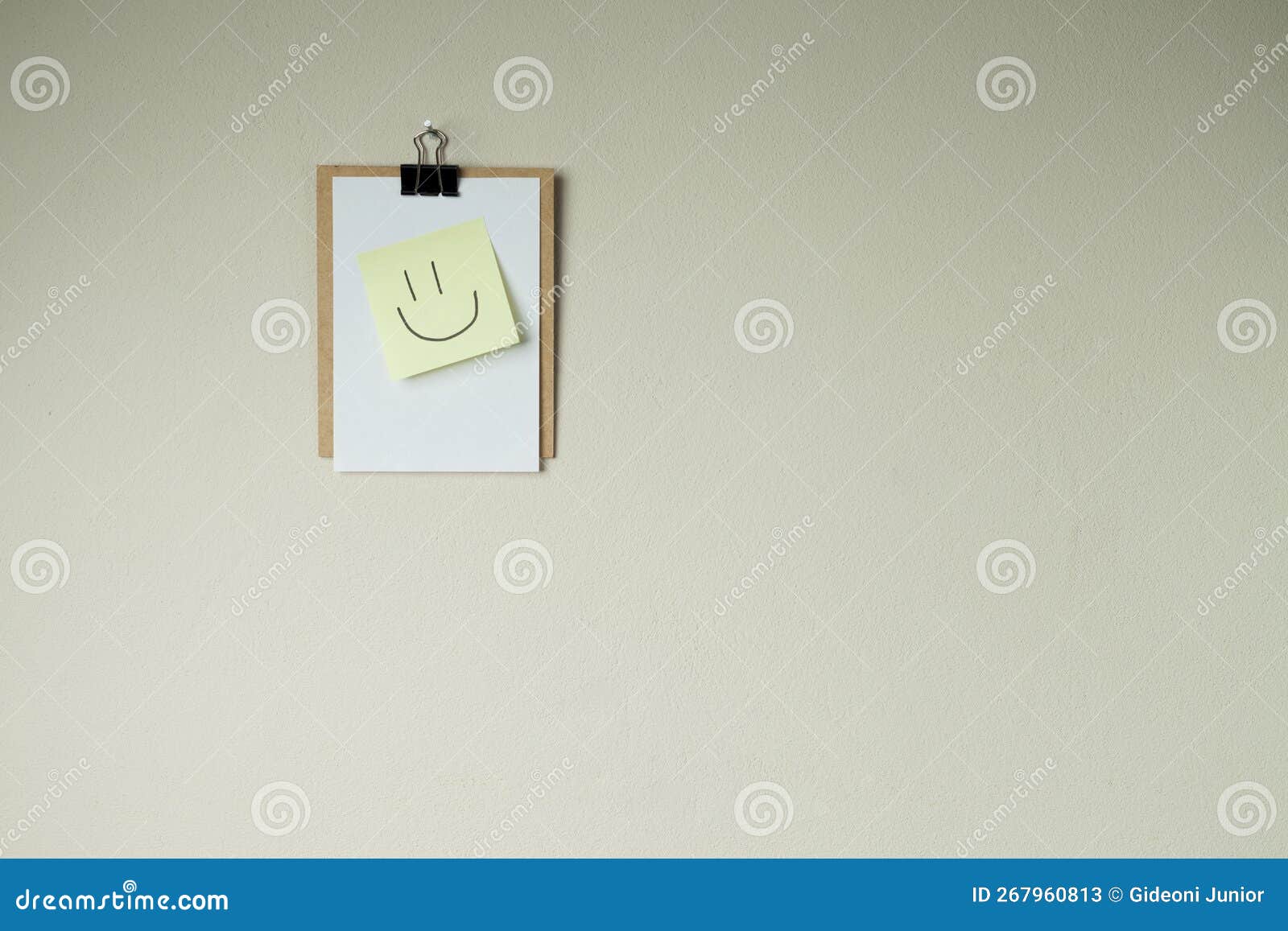 Clipboard with Post it Notes and Smile on the Wall. Stock Image - Image ...