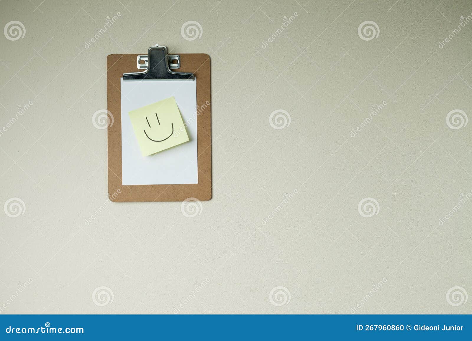 Clipboard with Post it Notes and Smile on the Wall. Stock Photo - Image ...