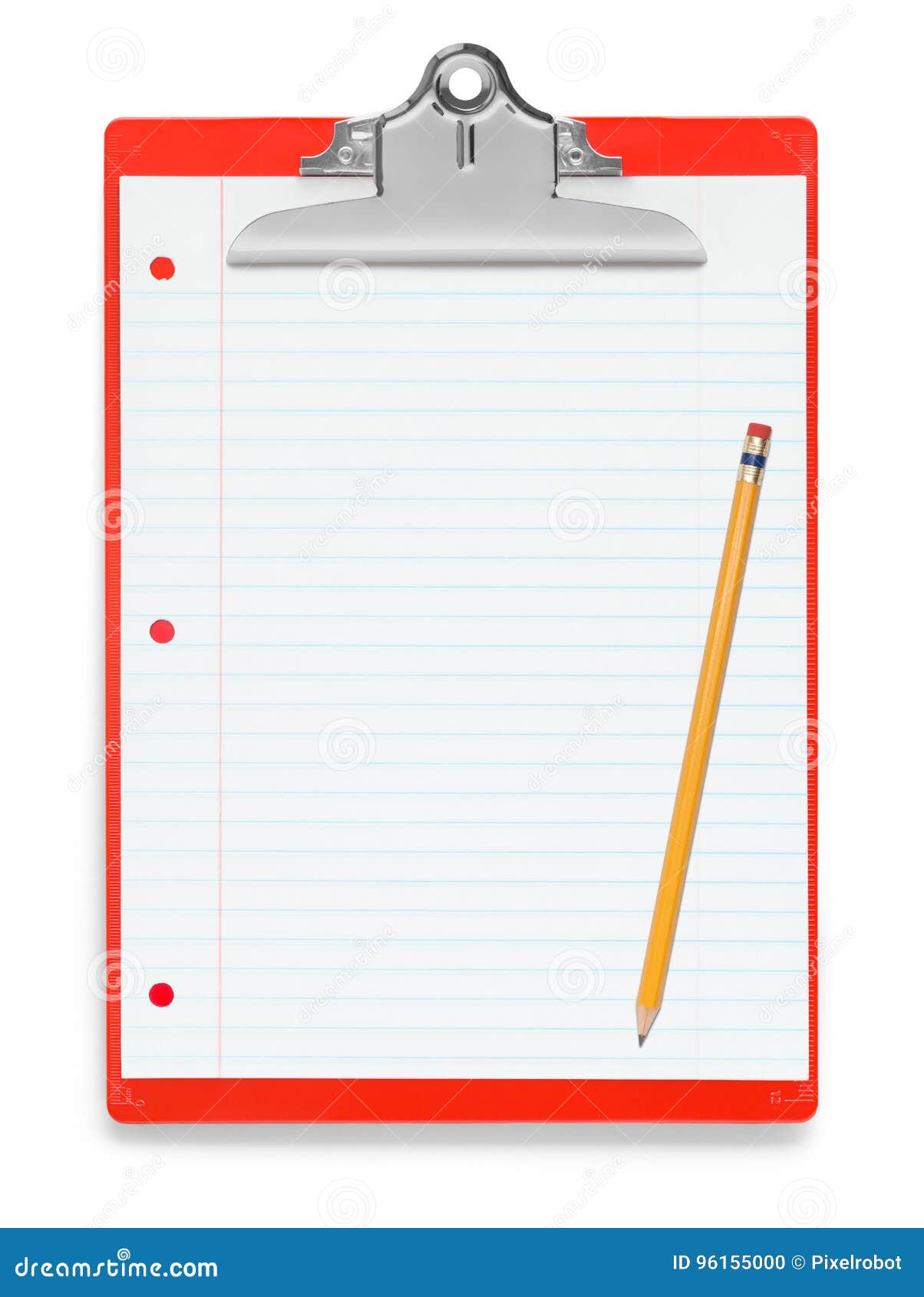 Clipboard Red Line Paper and Pencil Stock Photo - Image of space, empty ...