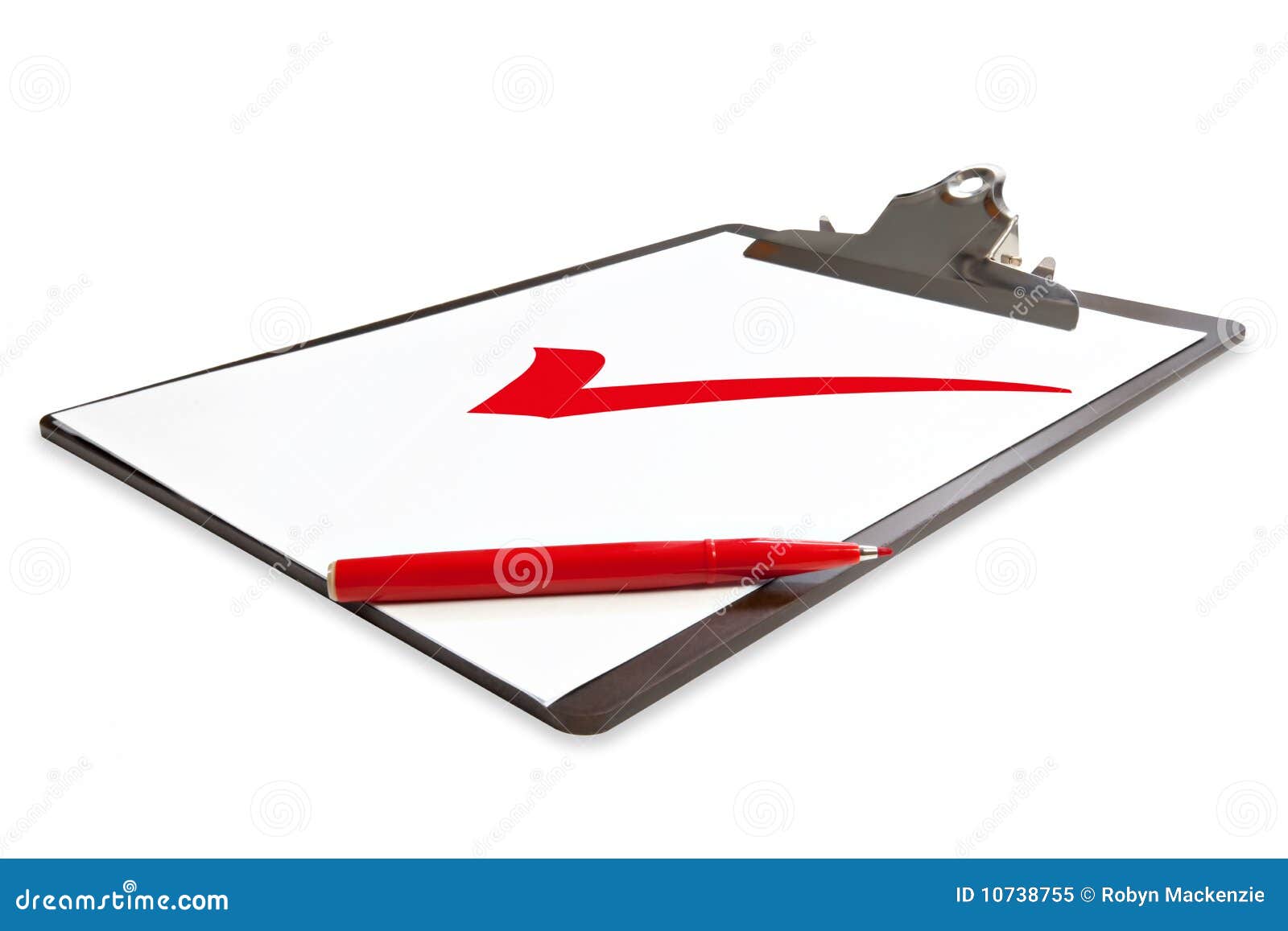 Clipboard with Red Pen and Tick Stock Image - Image of stationery, felt ...