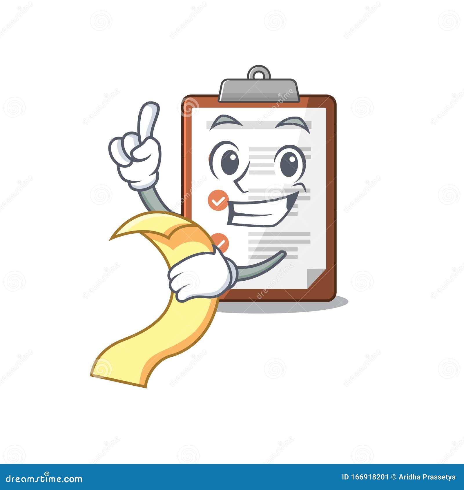 Clipboard Scroll Cartoon Character Holding Menu Ready To Serve Stock ...