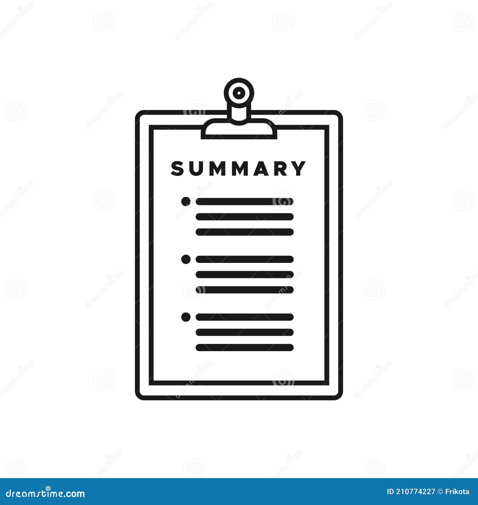 Clipboard Summary Icon. Black Outline. Vector Illustration, Flat Design ...