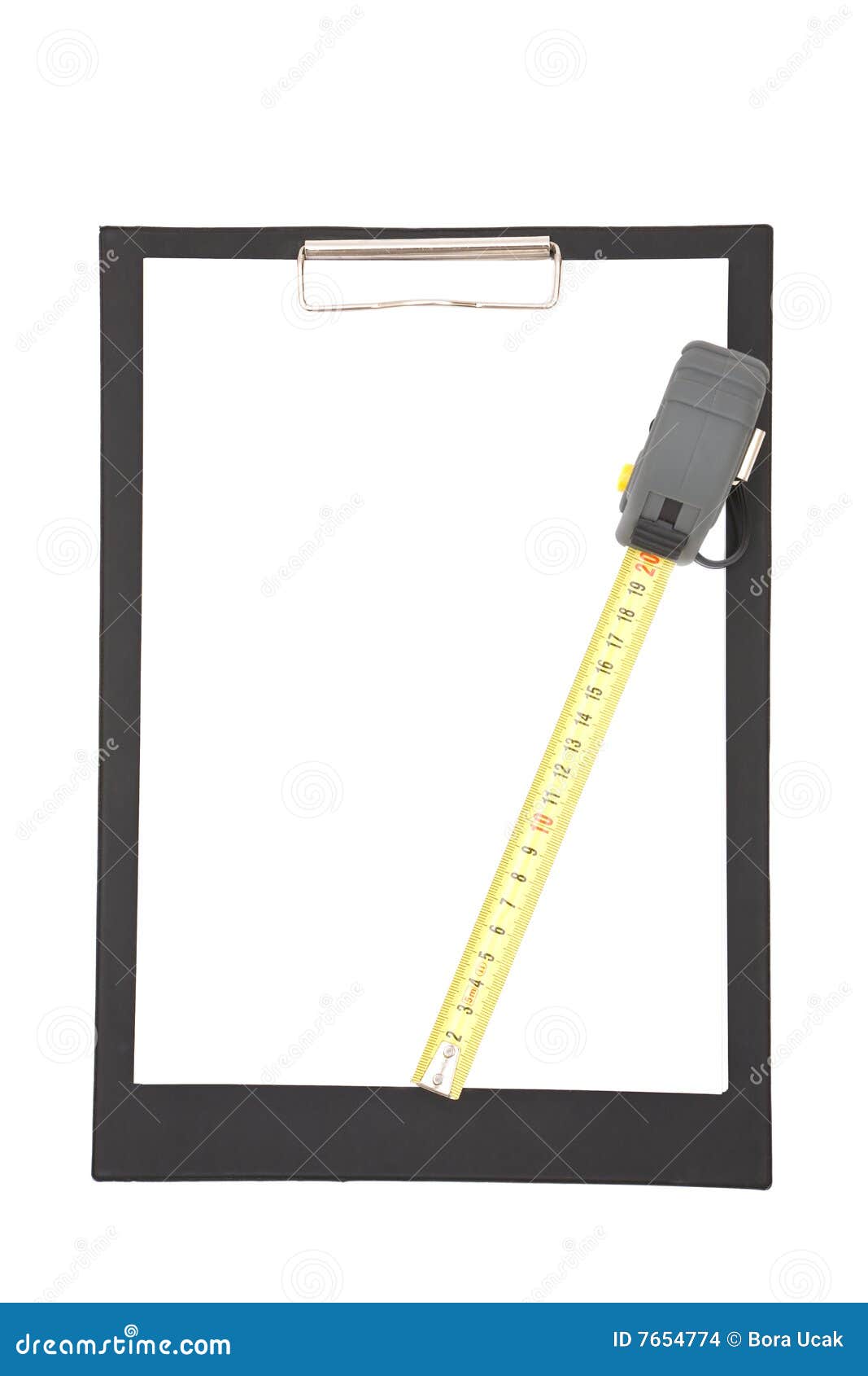 Clipboard with Tape Measure Stock Photo - Image of clip, paperclip: 7654774