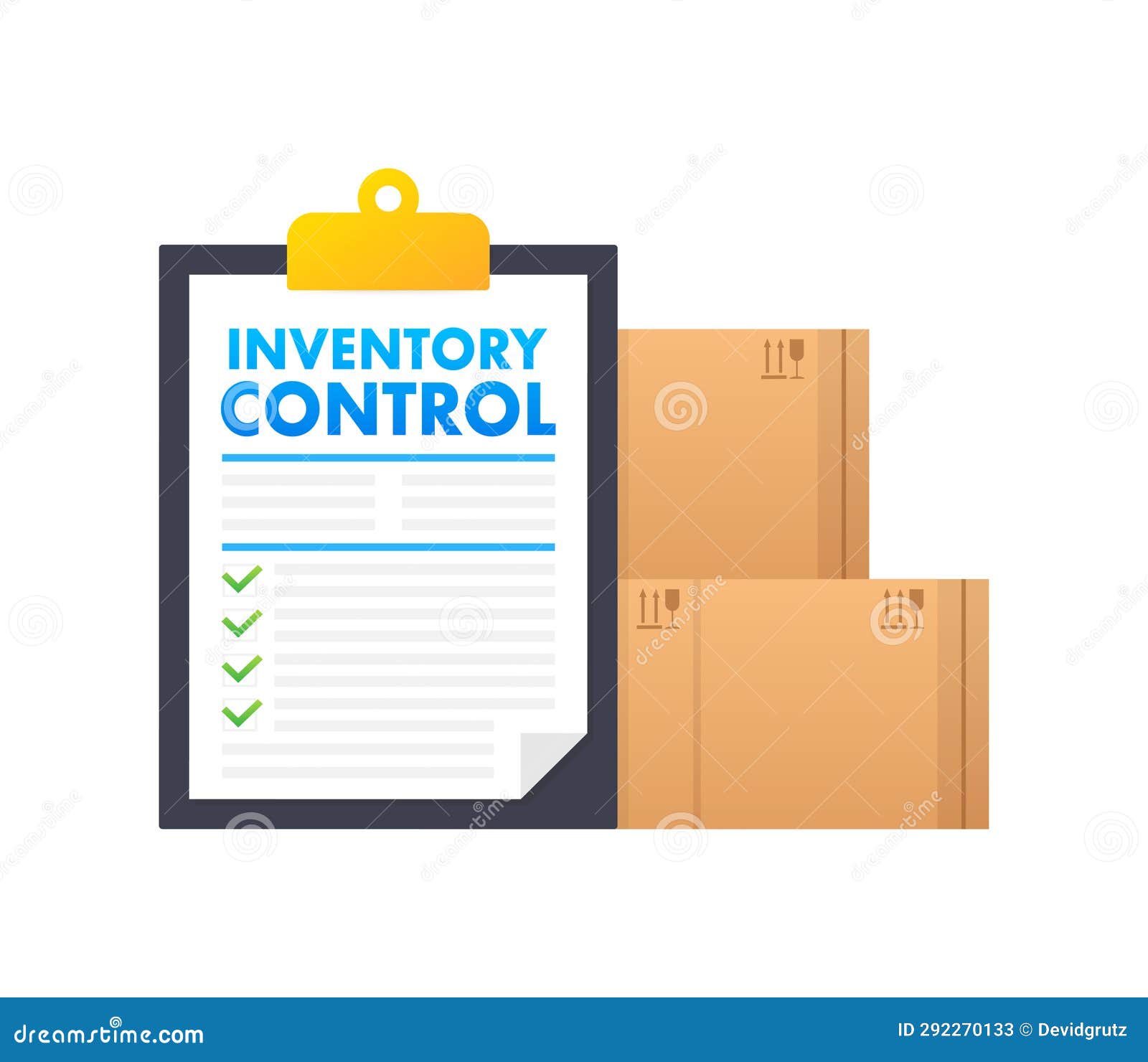 Clipboard with Text Inventory Control Near the Boxes. Inventory ...