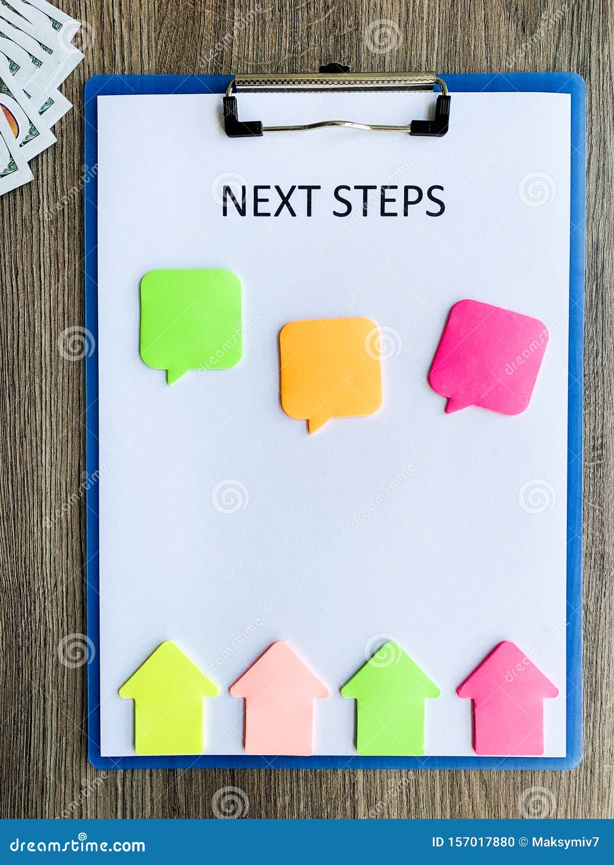 Clipboard with Text Next Step on Wood Desk. Stock Photo - Image of ...