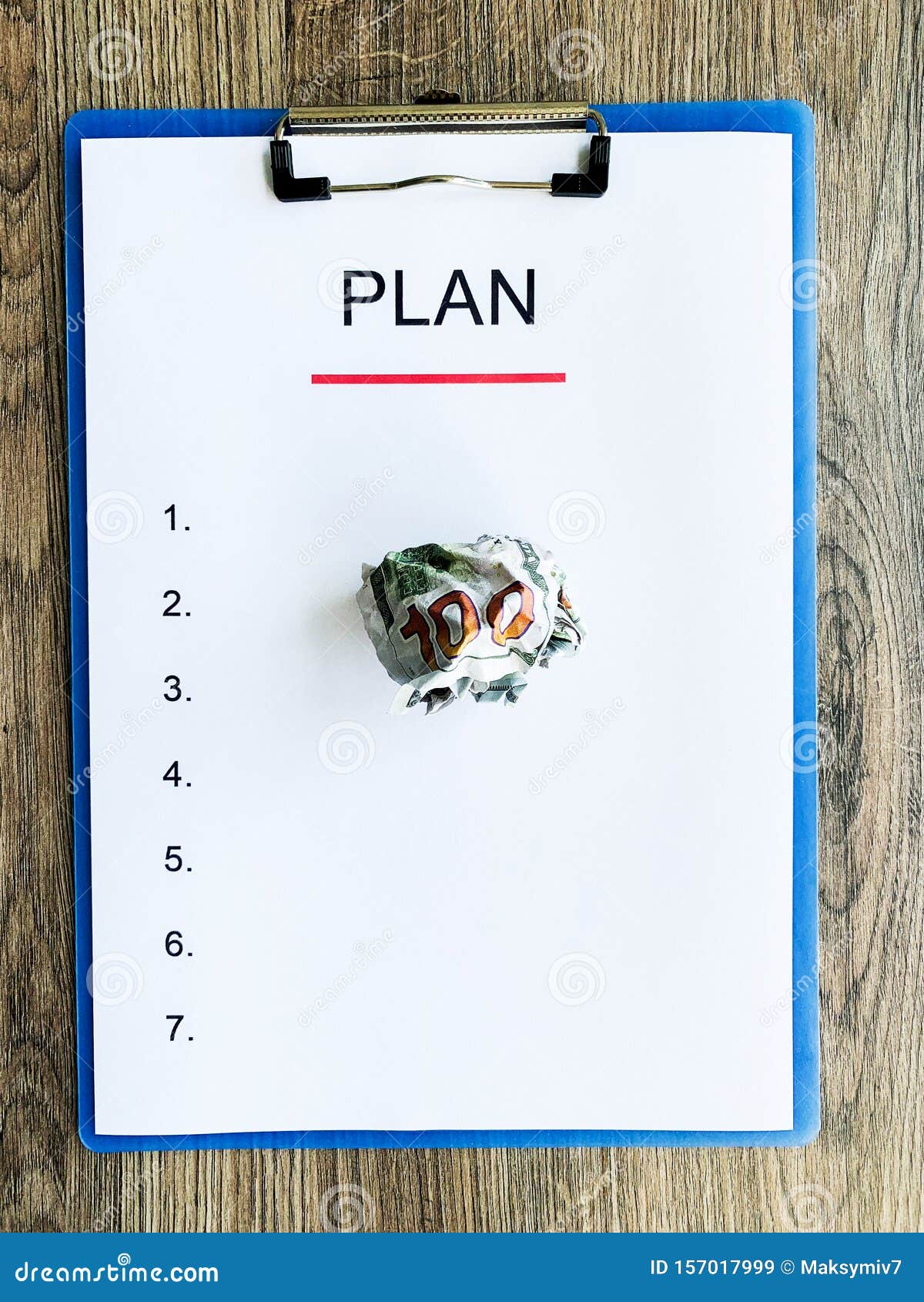 Clipboard with Text Plan on Wood Desk. Stock Image - Image of space ...