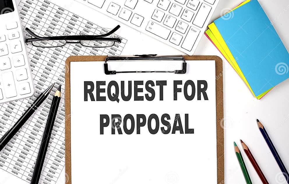 Clipboard with Text RFP - Request for Proposal Keyboard and Chart on ...