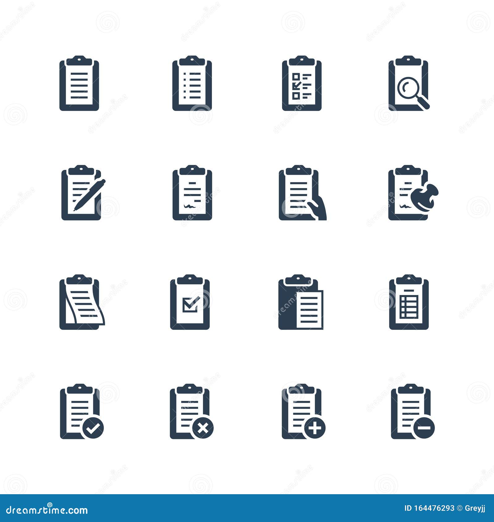 Clipboard icon set stock vector. Illustration of board - 164476293