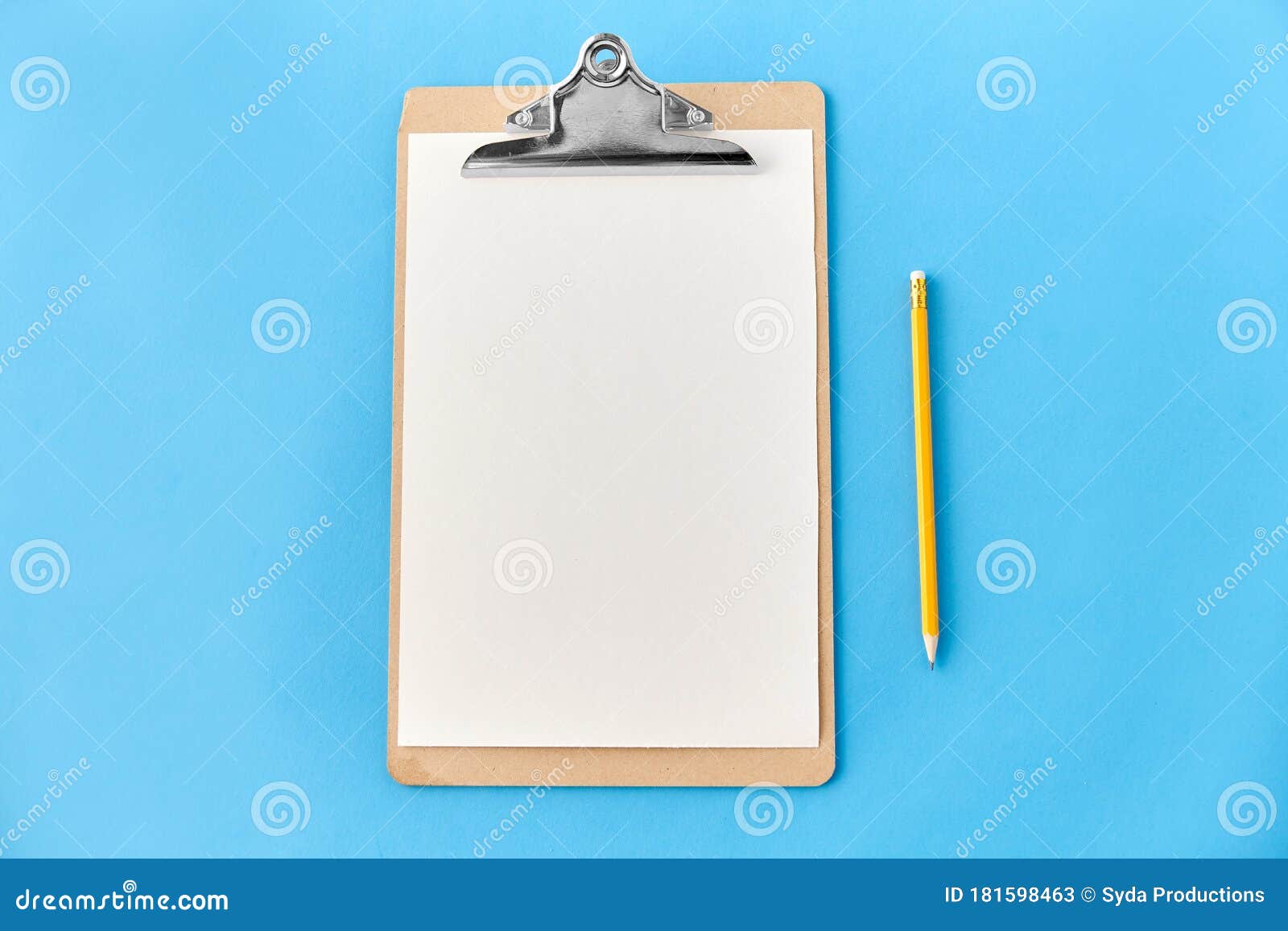 Clipboard with White Paper Sheet and Pencil Stock Image - Image of ...