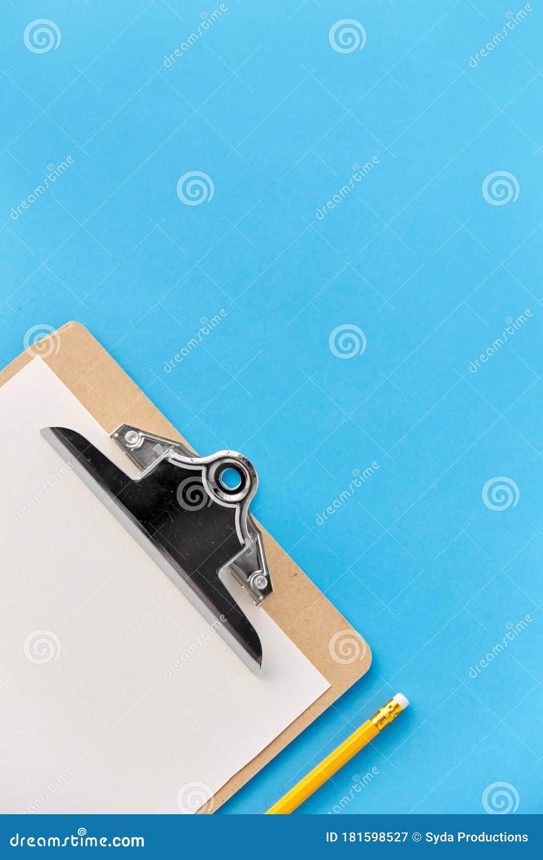 Clipboard with White Paper Sheet and Pencil Stock Image - Image of ...