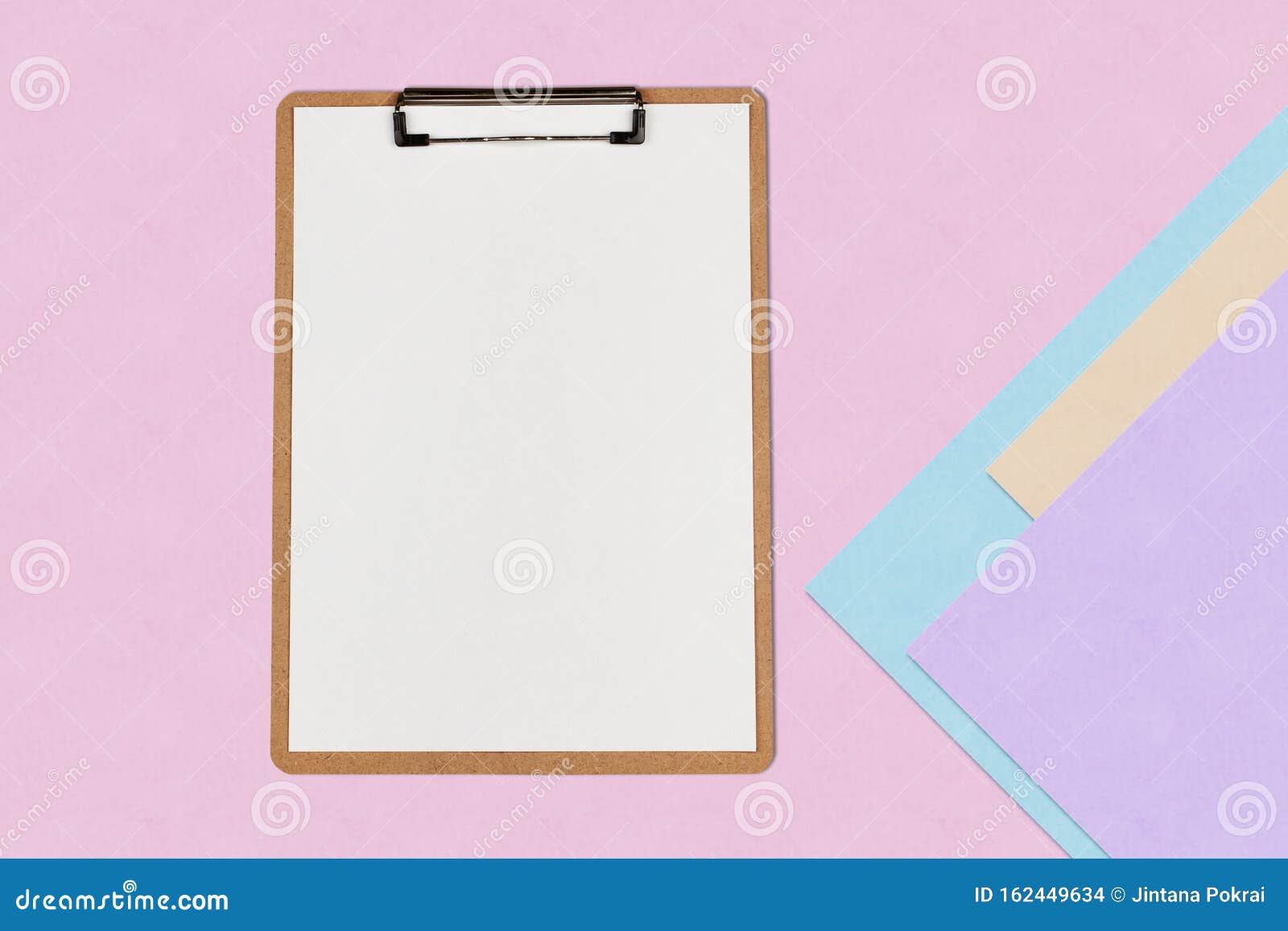 Clipboard with White Sheet on Pastel Color Background Stock Photo ...