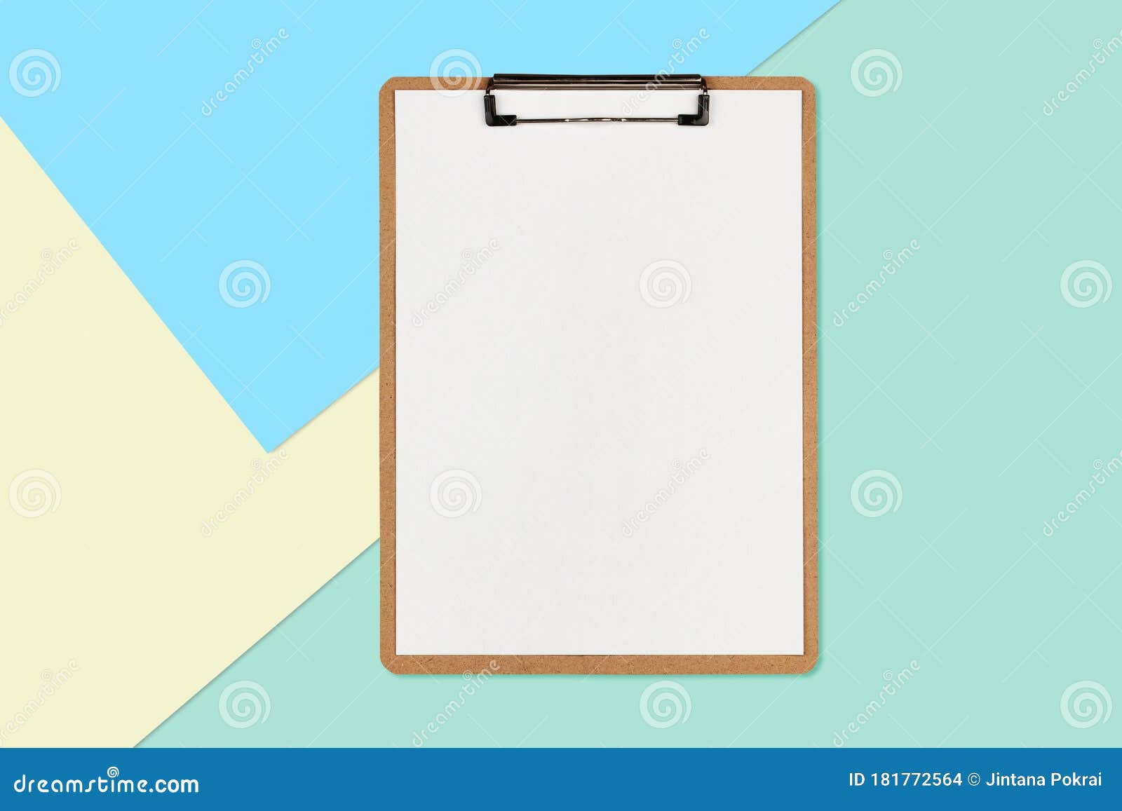 Clipboard with White Sheet on Pastel Color Background Stock Photo ...