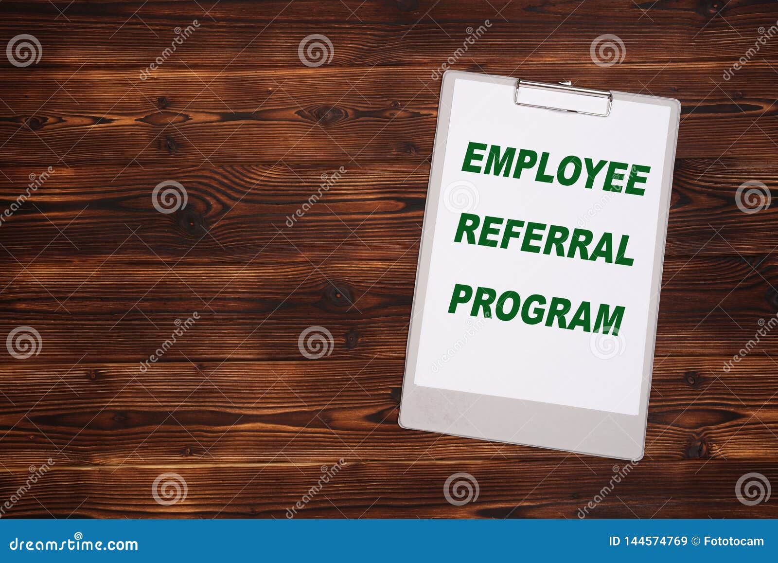 Clipboard with White Sheet on Wood Background. Employee Referral ...