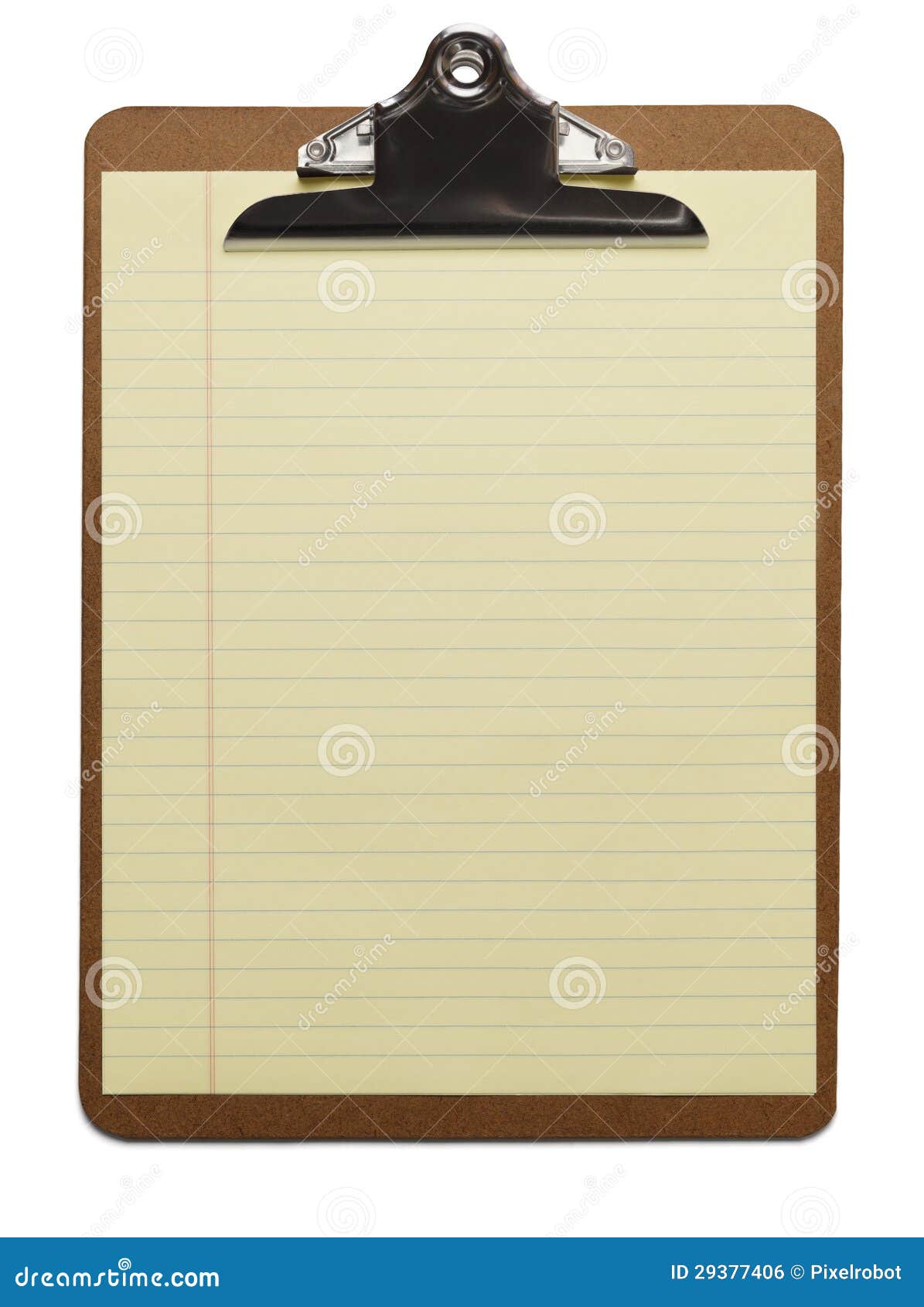 Clipboard and Yellow Paper stock photo. Image of blank - 29377406