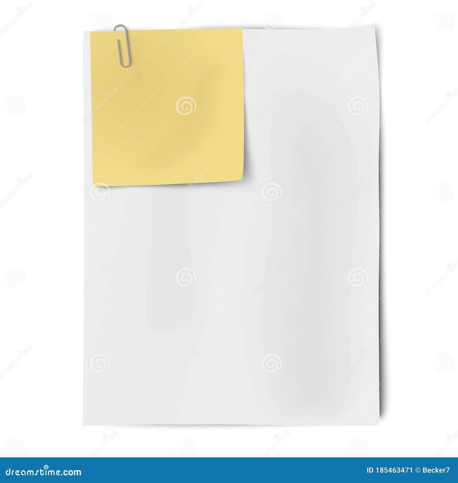 Clipped Sheets Of Sticky Note And A4 White Paper Cartoon Vector ...