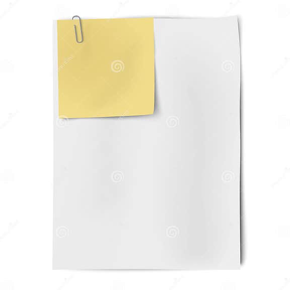 Clipped Sheets of Sticky Note and A4 White Paper Stock Vector ...