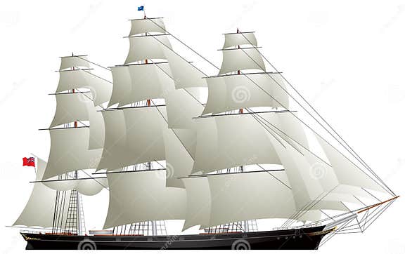 Clipper Sailing Ship, Tea Clipper Stock Vector - Illustration of vessel ...