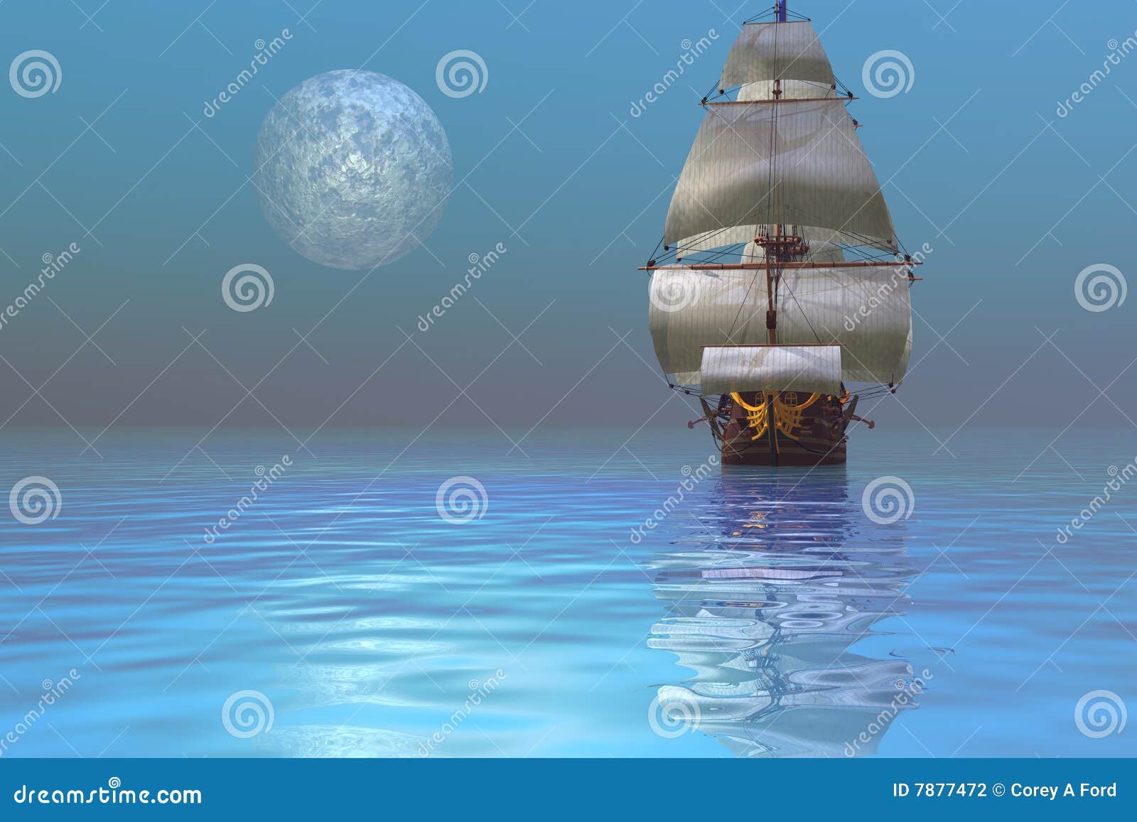 Clipper Ship stock illustration. Illustration of rudder - 7877472