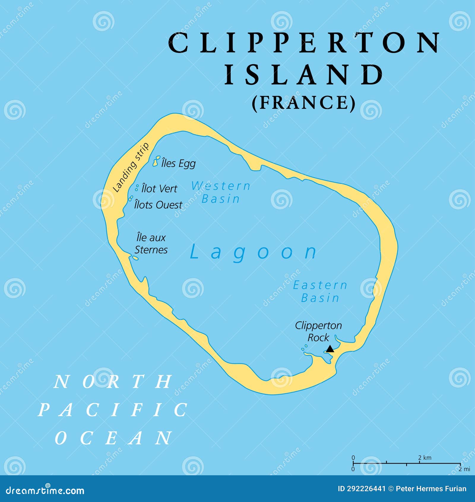 Clipperton Island, Also Known As Clipperton Atoll, Political Map ...