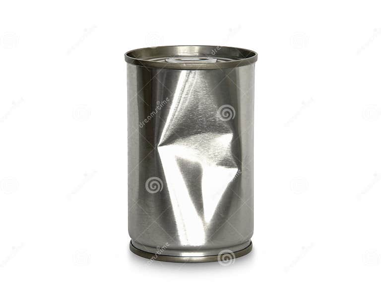 Clipping Path, Crumpled Tin Can Isolated on White Color Background ...