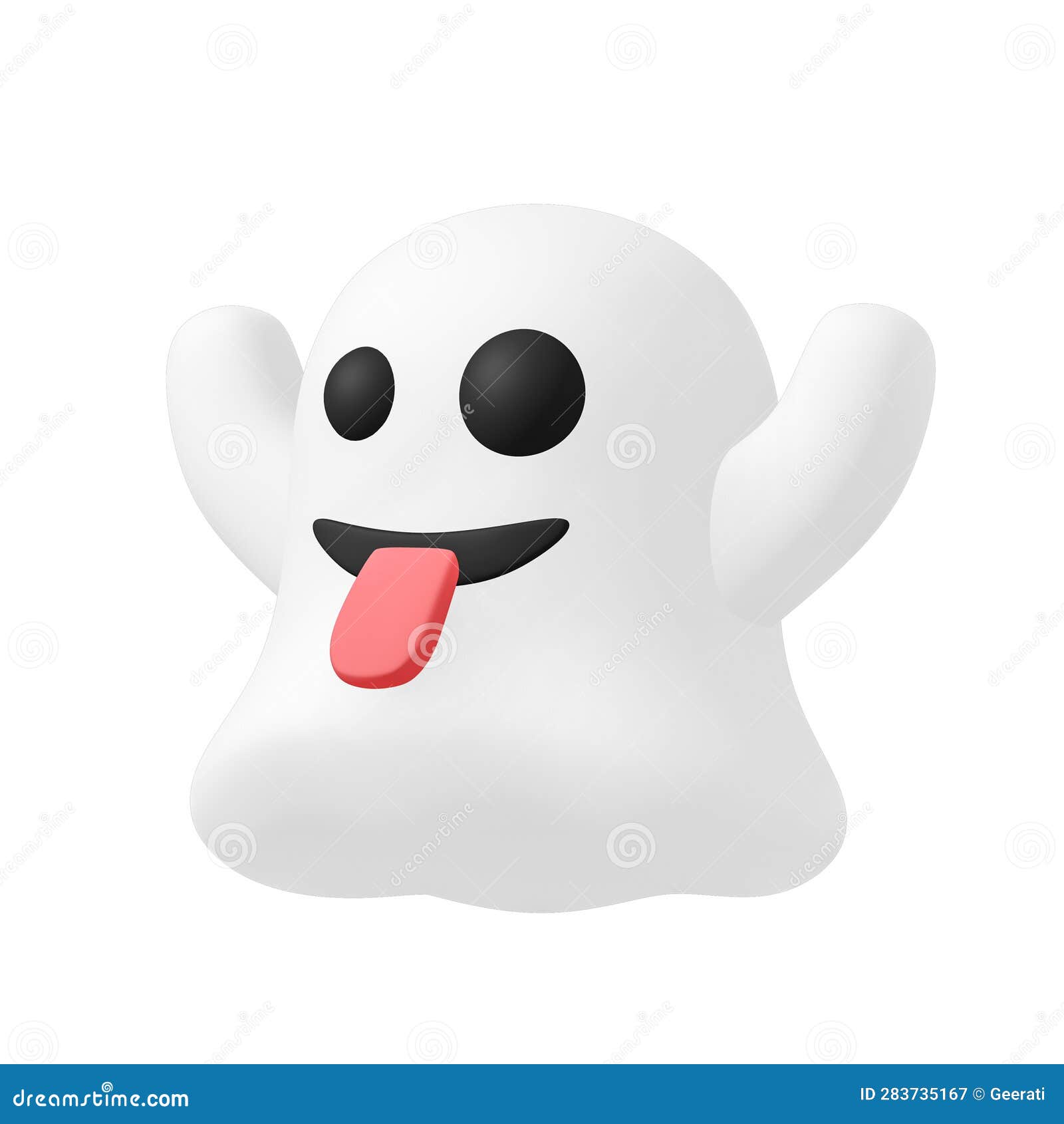 Clipping Path, Low Poly Cartoon Ghost With Mocking Face, 3d Rendering ...