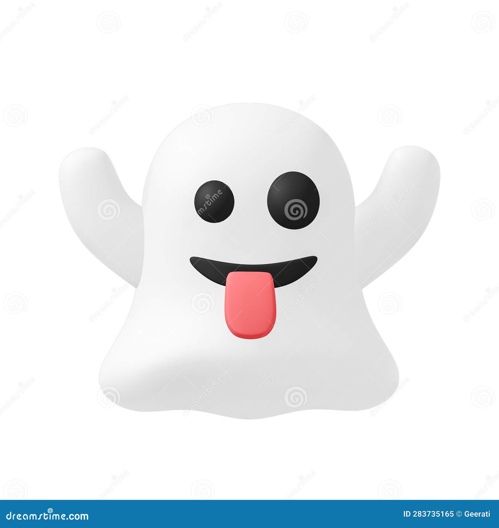 Clipping Path, Low Poly Cartoon Ghost with Mocking Face, 3d Rendering ...