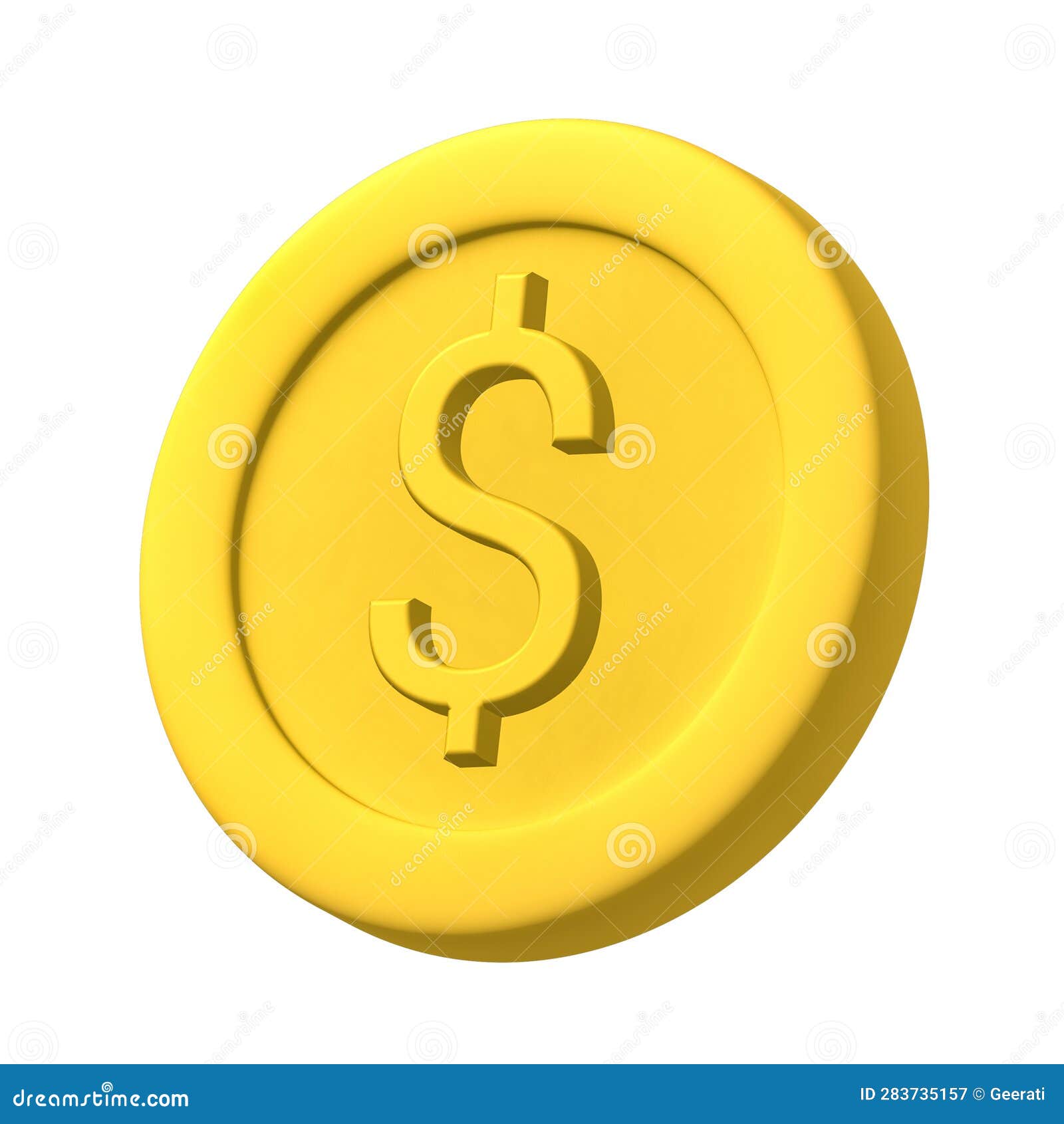 Clipping Path, Low Poly Money Coin with Dollar Sign, 3d Rendering Stock ...