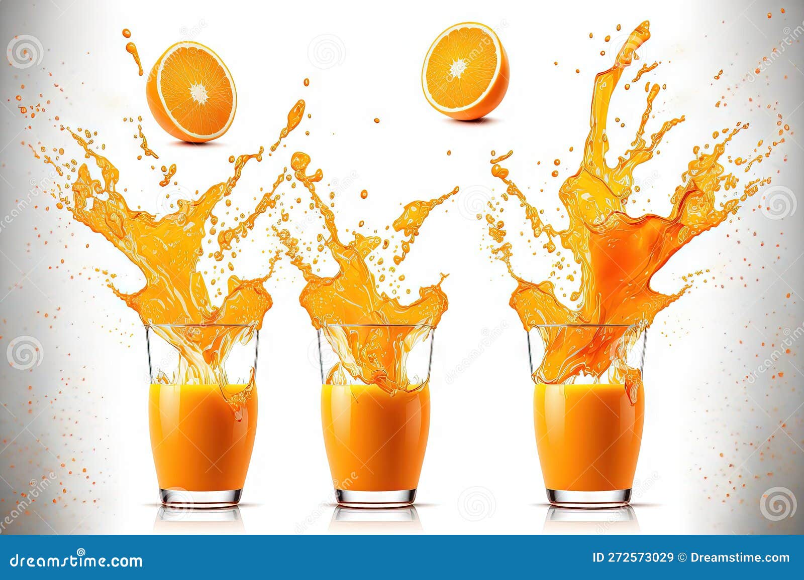 Clipping Path-set Orange Juice Splashes on White Stock Illustration ...