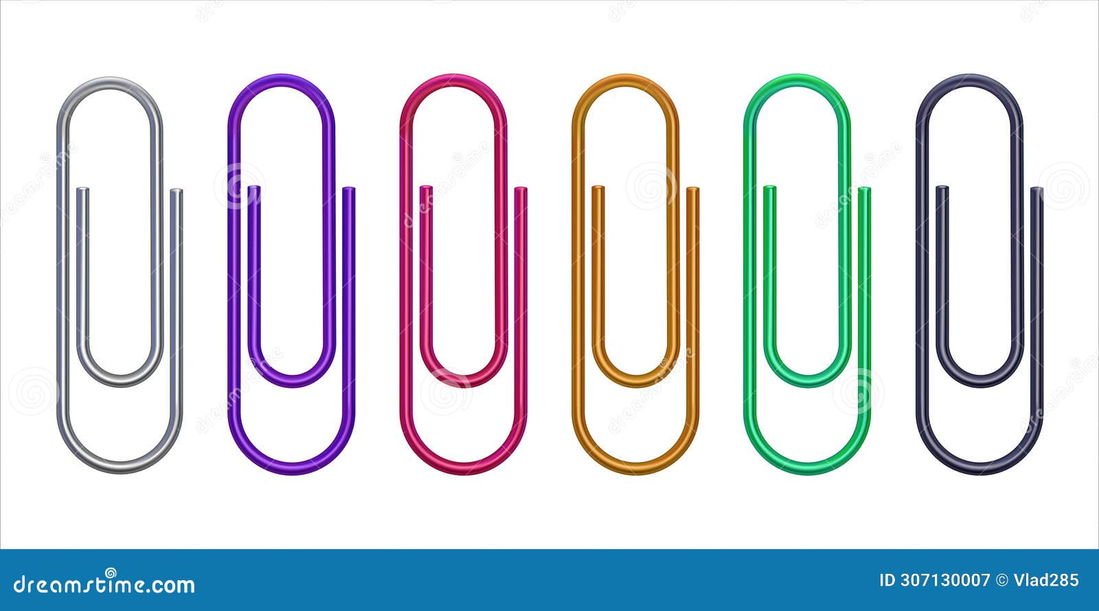 Realistic Colorful Paper Clip Set. Stock Image - Image of colorful ...