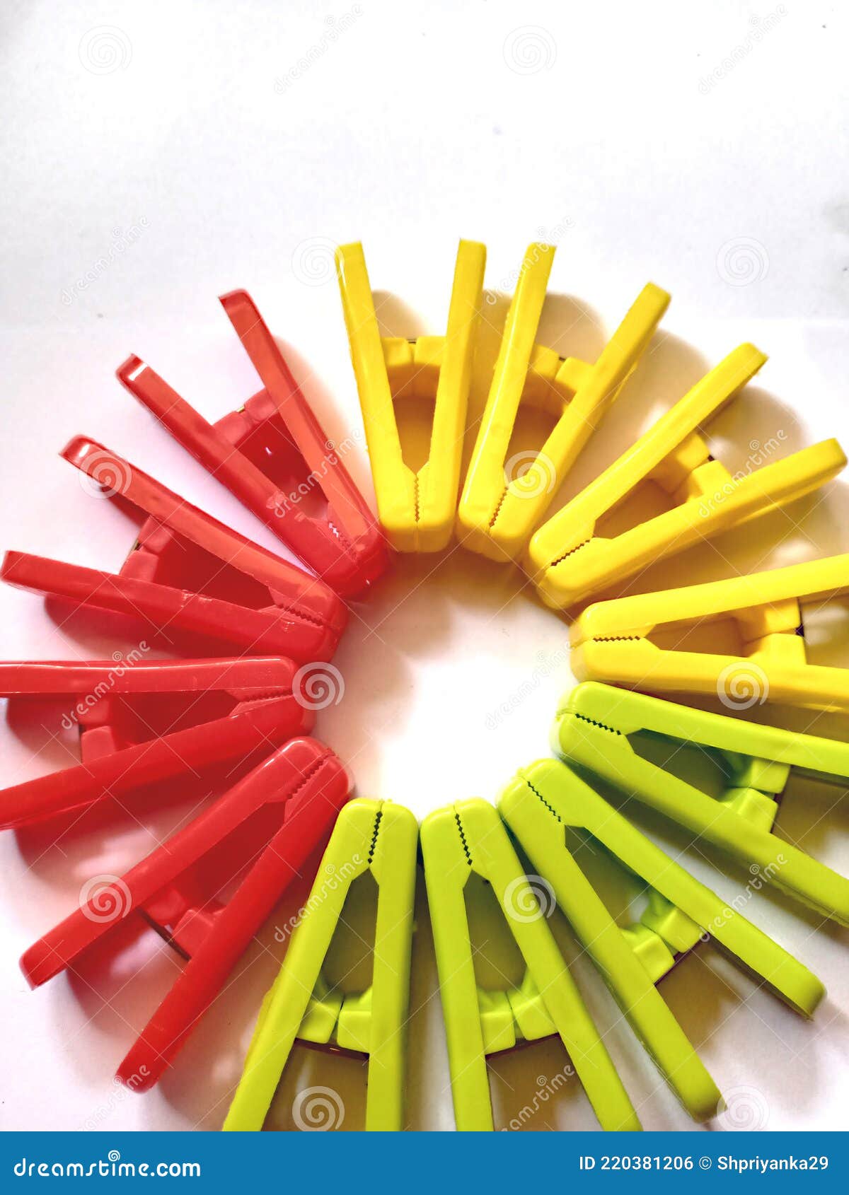 CLIPS COLORED and ASSEMBLED AS CIRCLE Stock Photo - Image of lighting ...