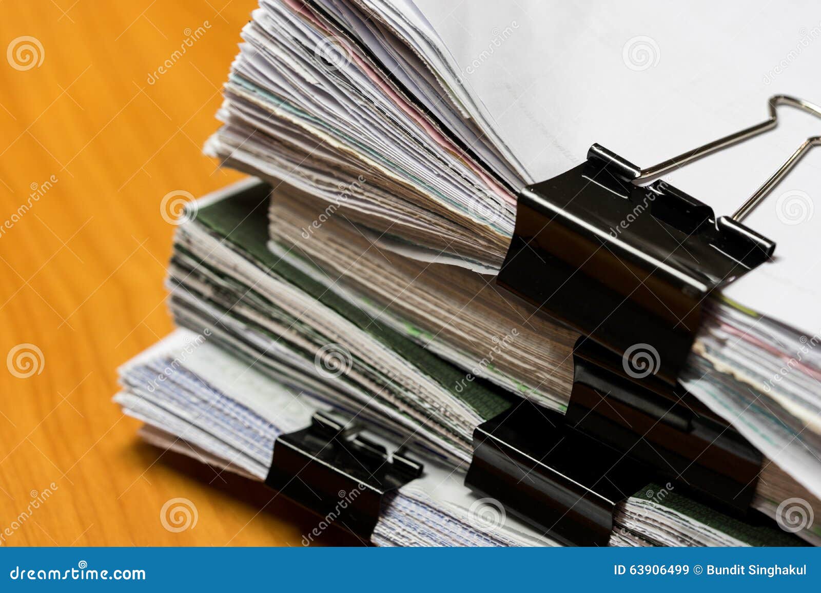 Clips and stack of sheets stock image. Image of blue - 63906499
