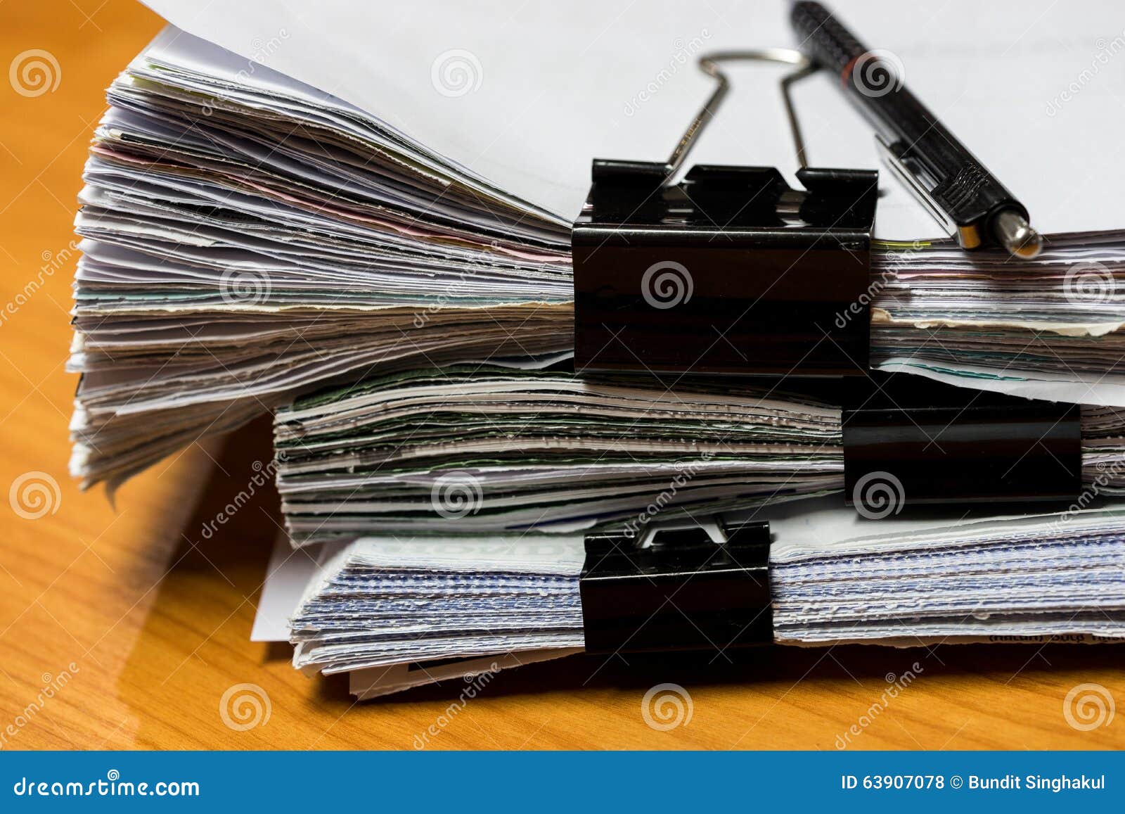 Clips and stack of sheets stock photo. Image of bulletin - 63907078