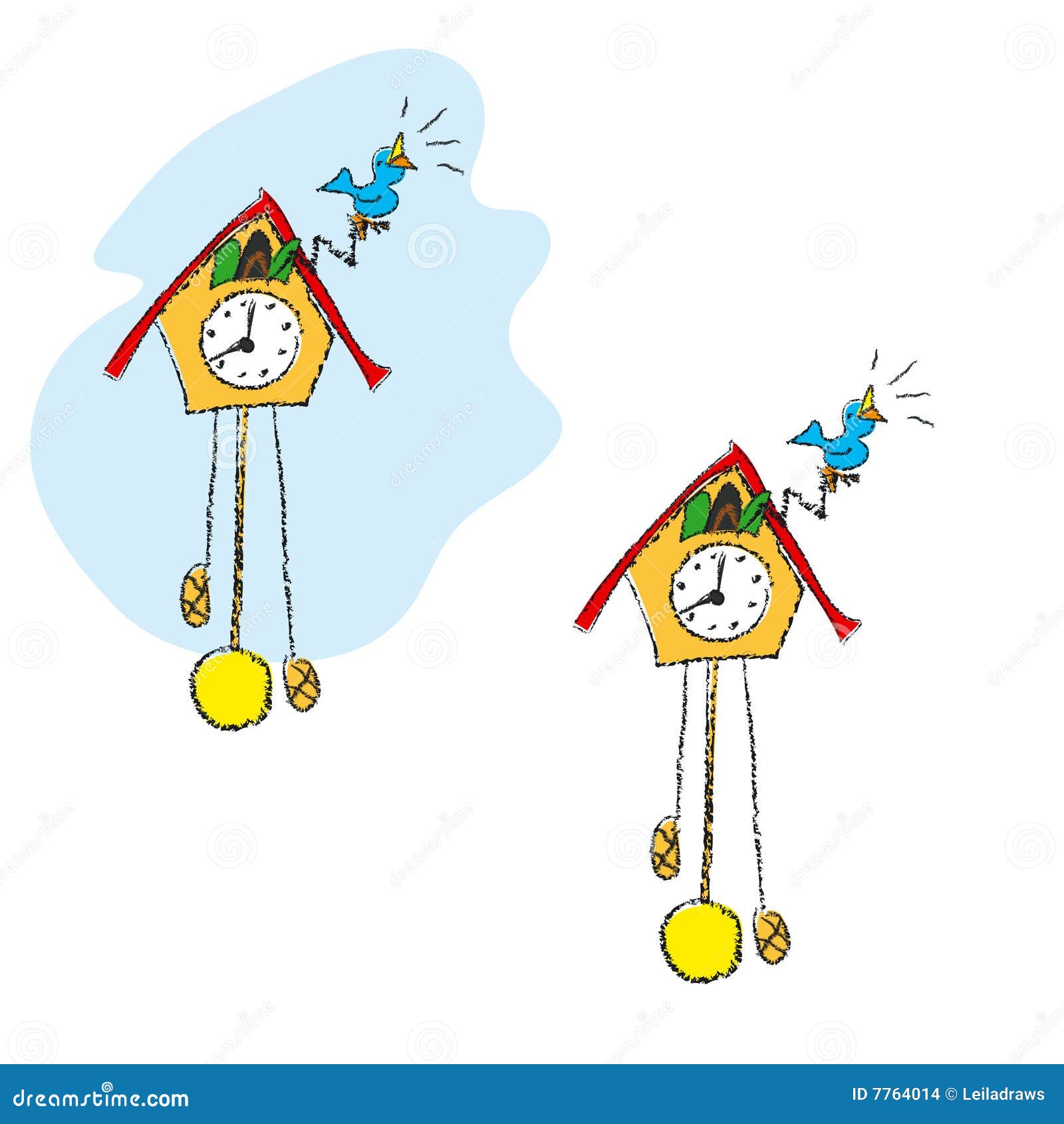 Colorful Funny Cuckoo Clocks Stock Illustration - Illustration of comic ...