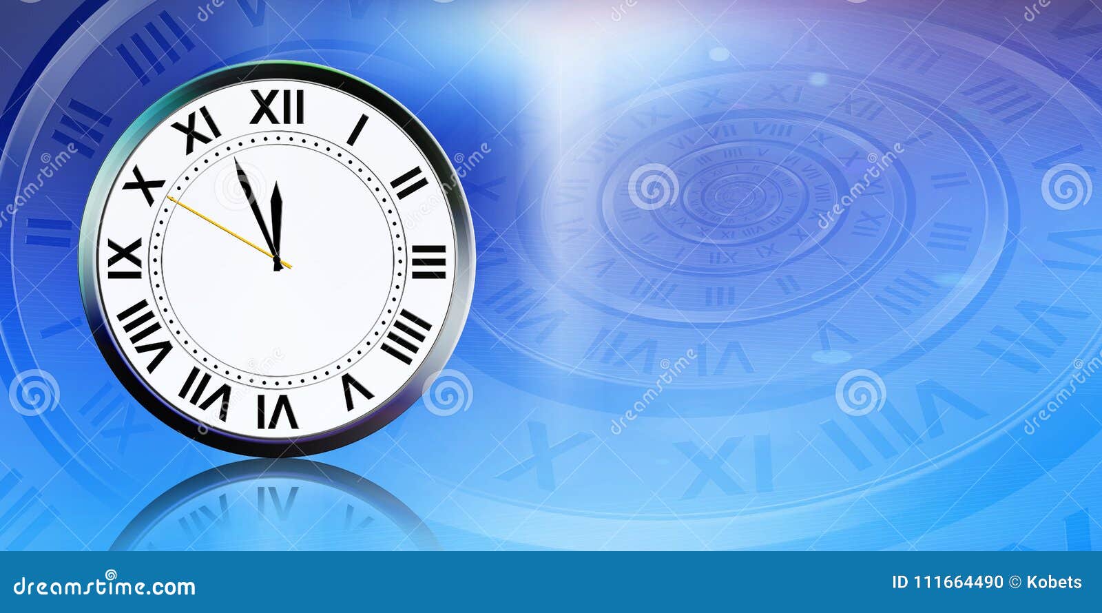 Clock on Abstract Blue Background Stock Illustration - Illustration of ...