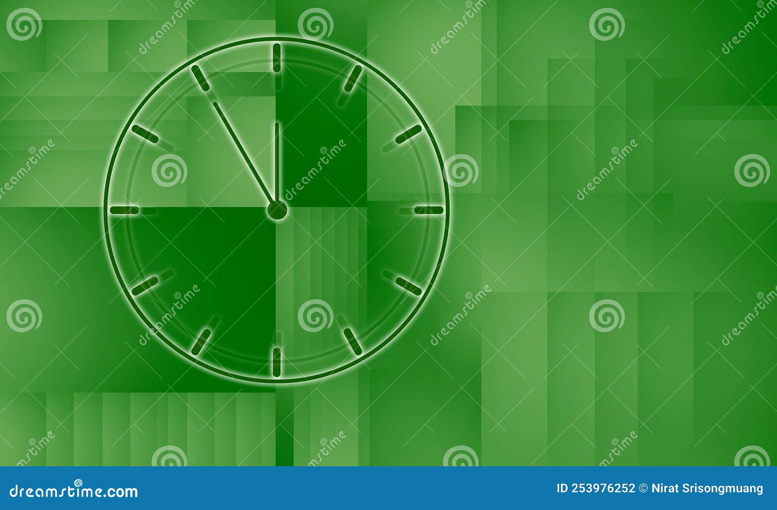 Clock Abstract on Green Overlapping Square Gradient Background ...