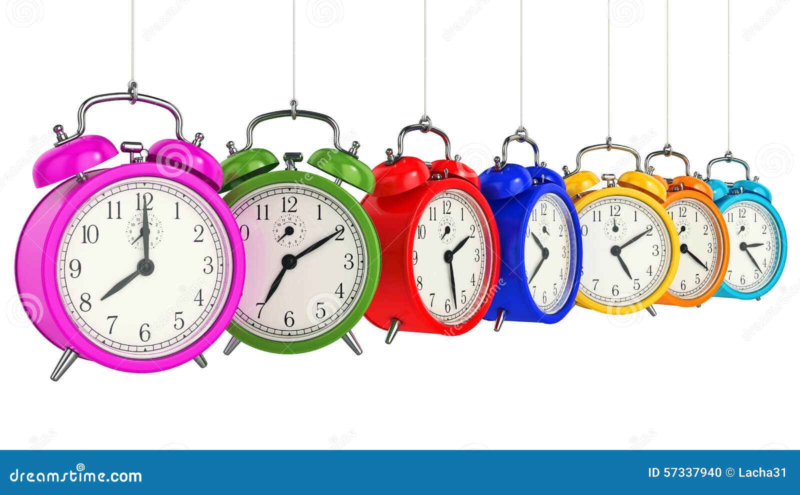 Clock Alarm 3D. Time Concept Stock Illustration - Illustration of ring ...