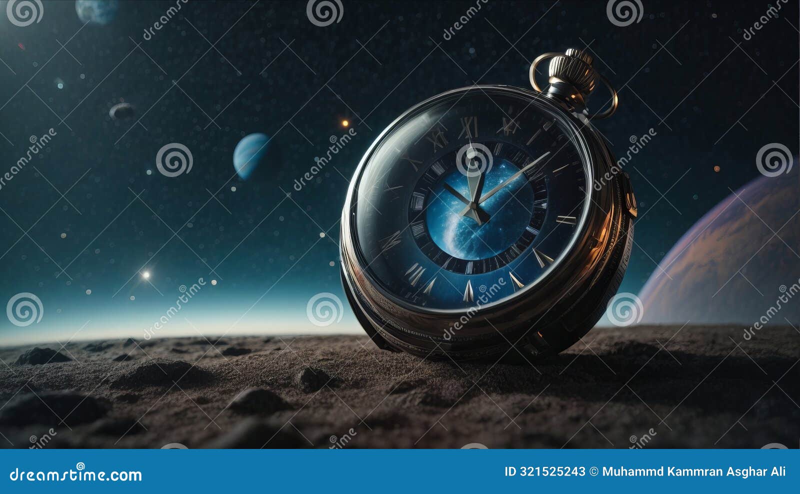 Clock Alien Planet in Space, Clock in Space, Time Concept Stock ...