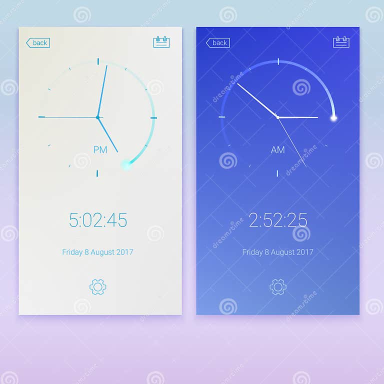Clock Application, Concept of UI Design, Day and Night Variants ...