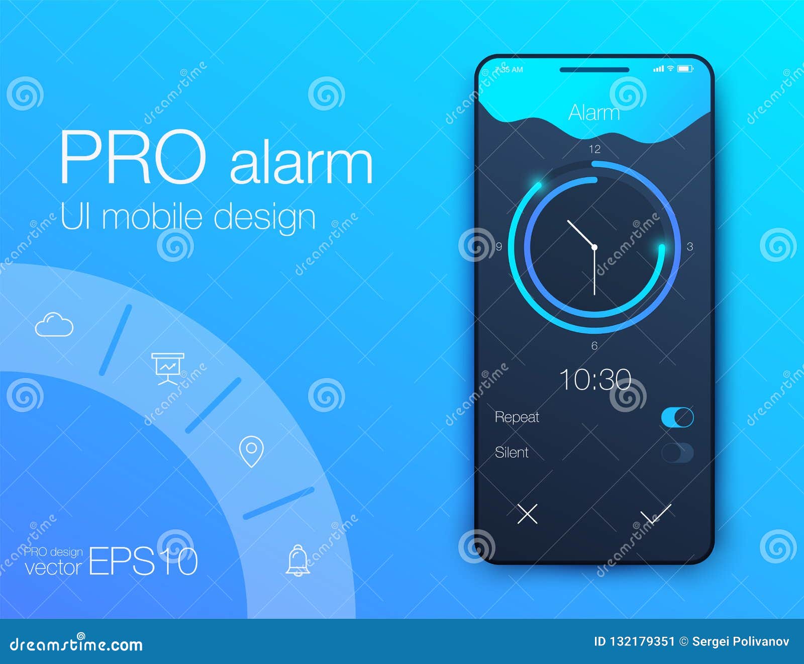 Clock Application Ui Design Concept Vector Eps 10 Stock Vector