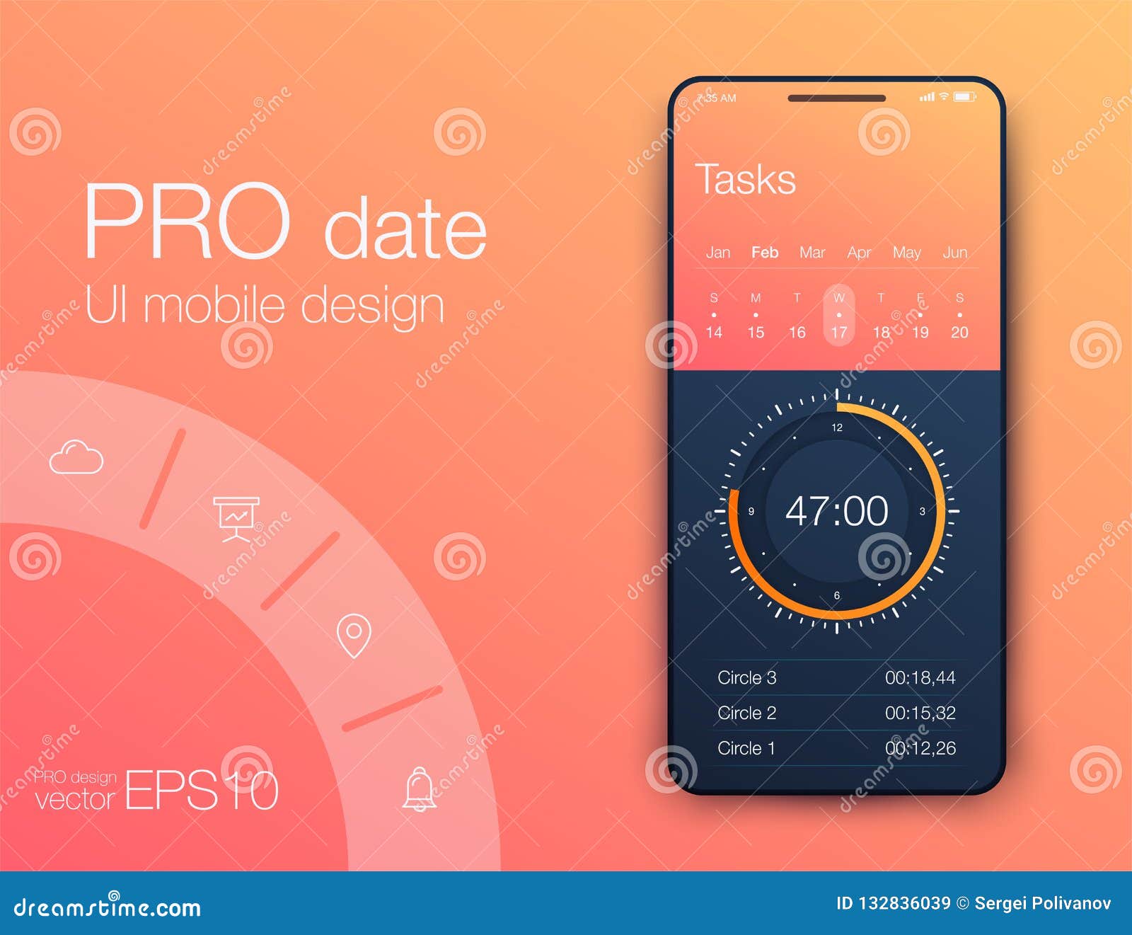 Clock Application UI Design Concept, Vector EPS 10 Stock Vector ...