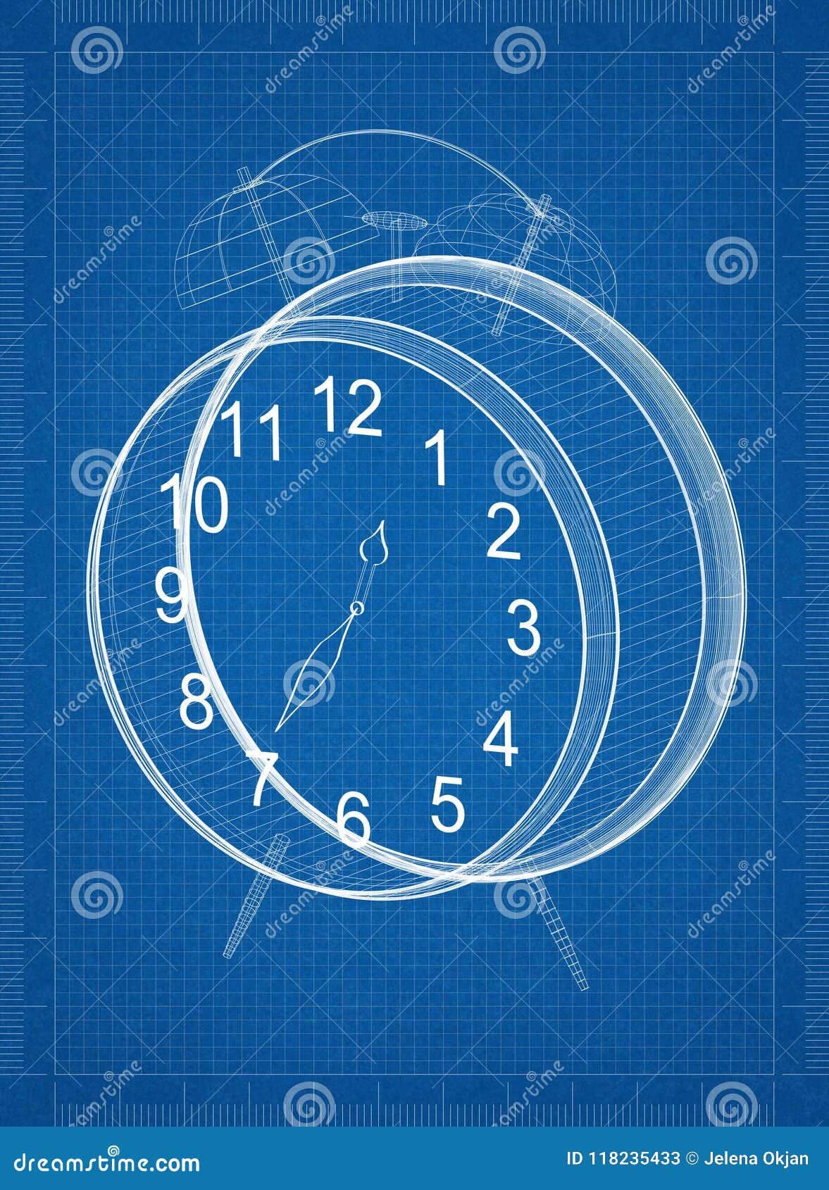 Clock Architect blueprint stock illustration. Illustration of architect ...