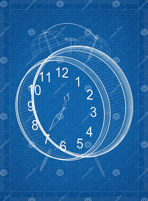 Clock Architect blueprint stock illustration. Illustration of architect ...