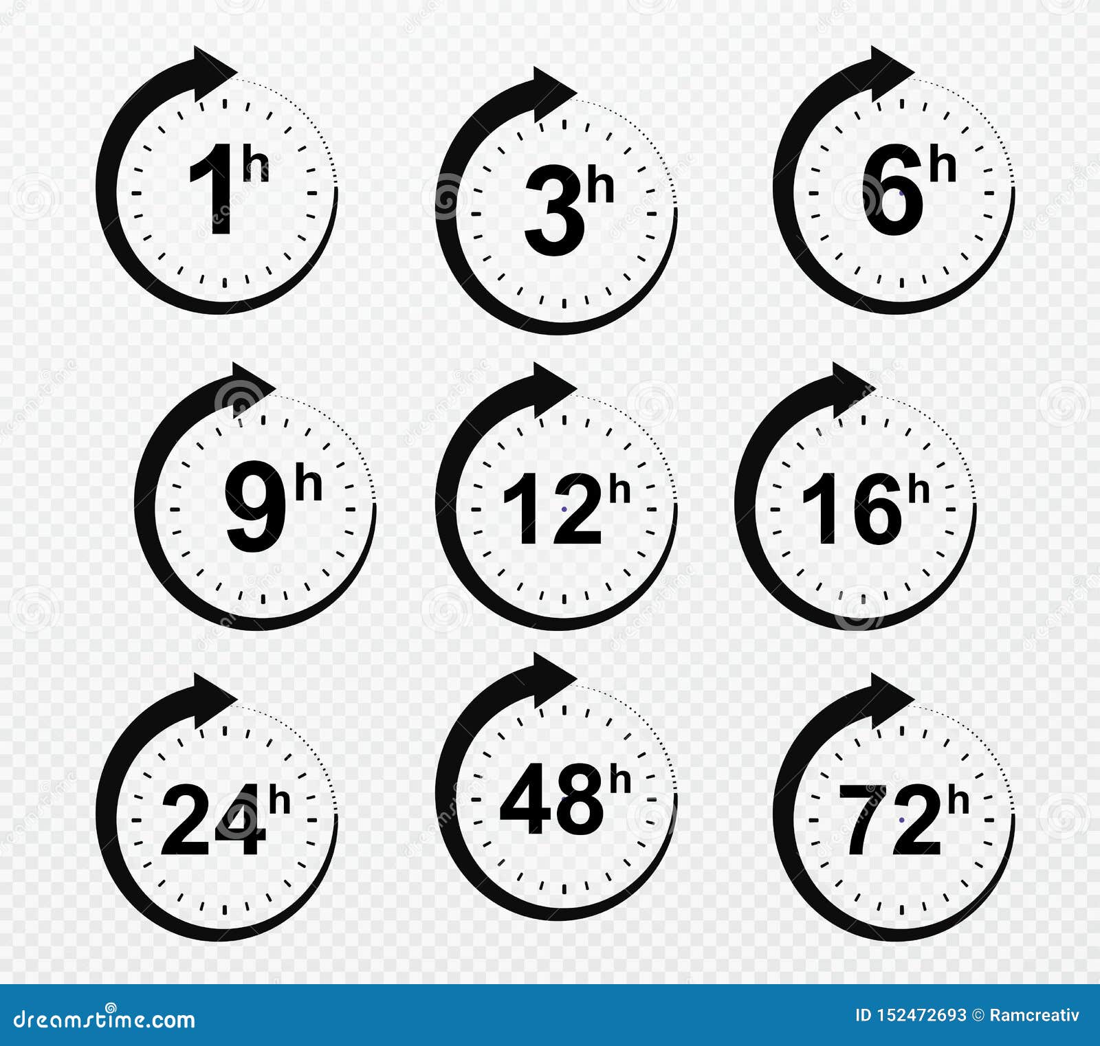 Clock Arrow Hours. Set of Delivery Service Time Icons Stock Vector ...