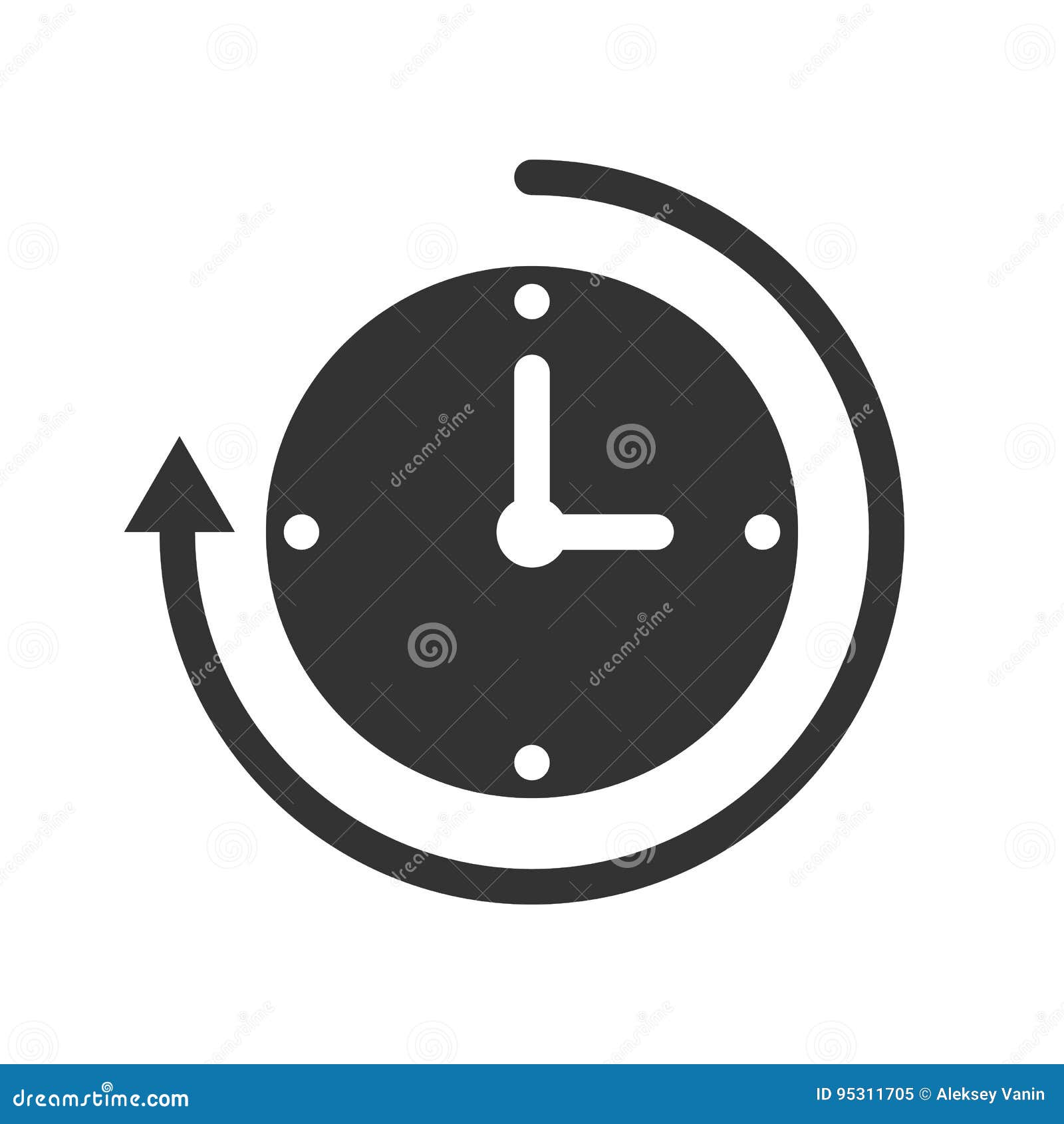 Clock with Arrow Icon Isolated on White Stock Vector - Illustration of ...