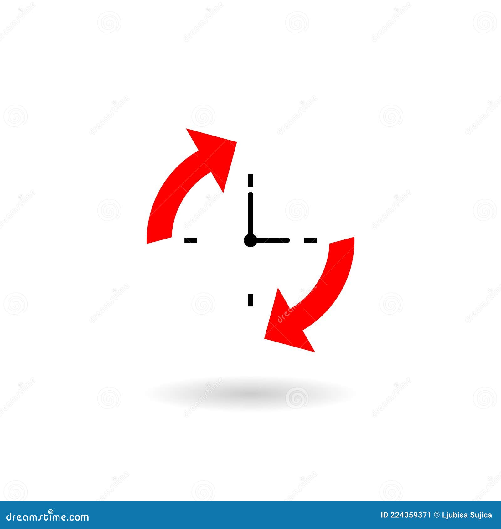 Clock with Arrow Icon with Shadow Stock Vector - Illustration of ...