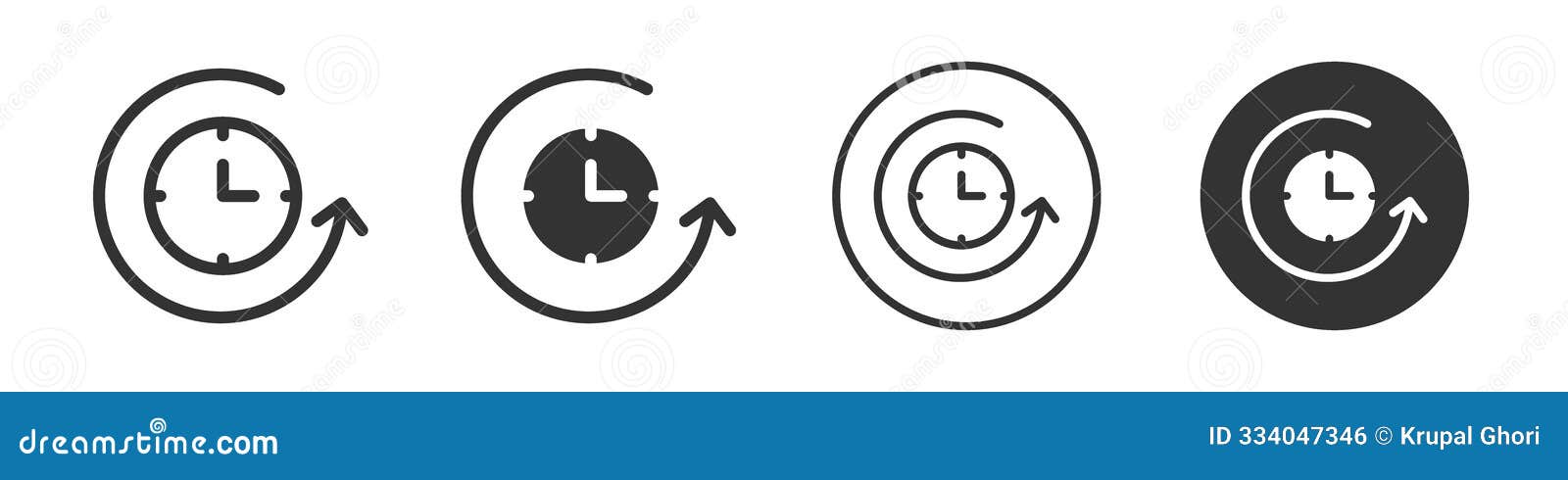Clock with Arrow Icon Vector Logo Outline Stock Vector - Illustration ...
