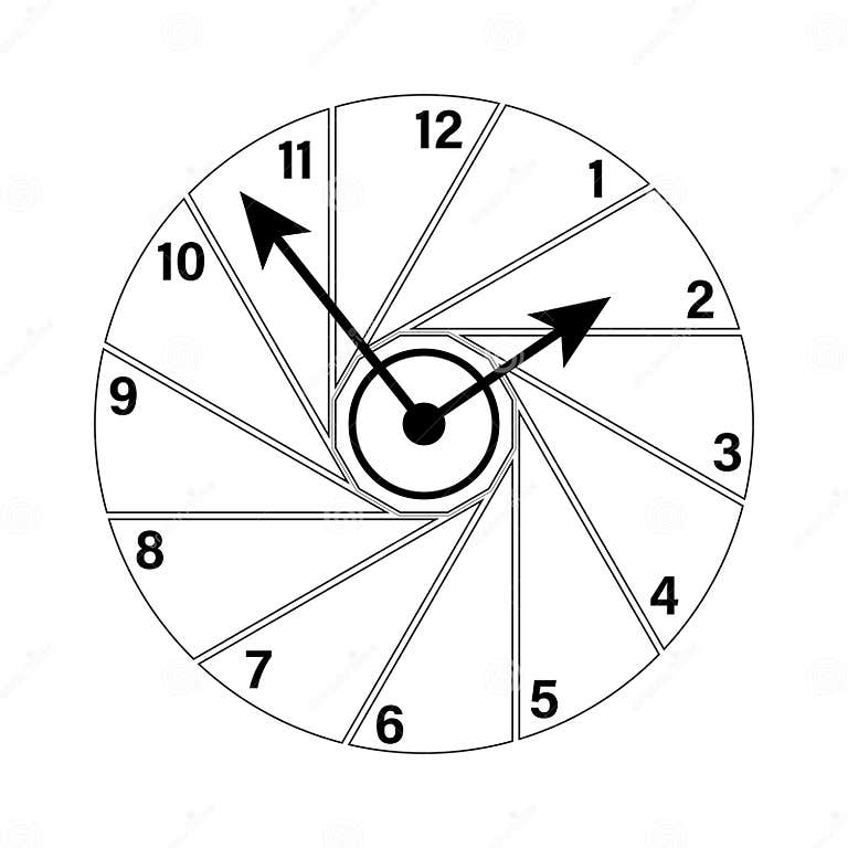 Clock with Arrows. Black and White Clock. Circular Numeric Design. Time ...